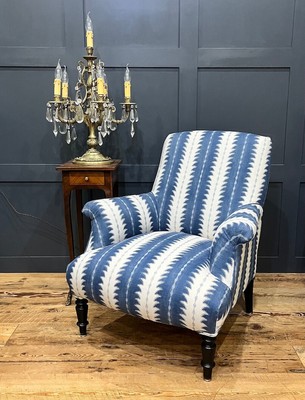 An Antique French Upholstered Armchair - Linwood Ruched Amalfi Fabric ...