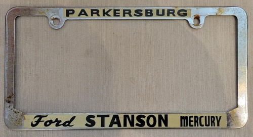 Vintage Stanson Ford Mercury Parkersburg WV Dealership License Plate ...
