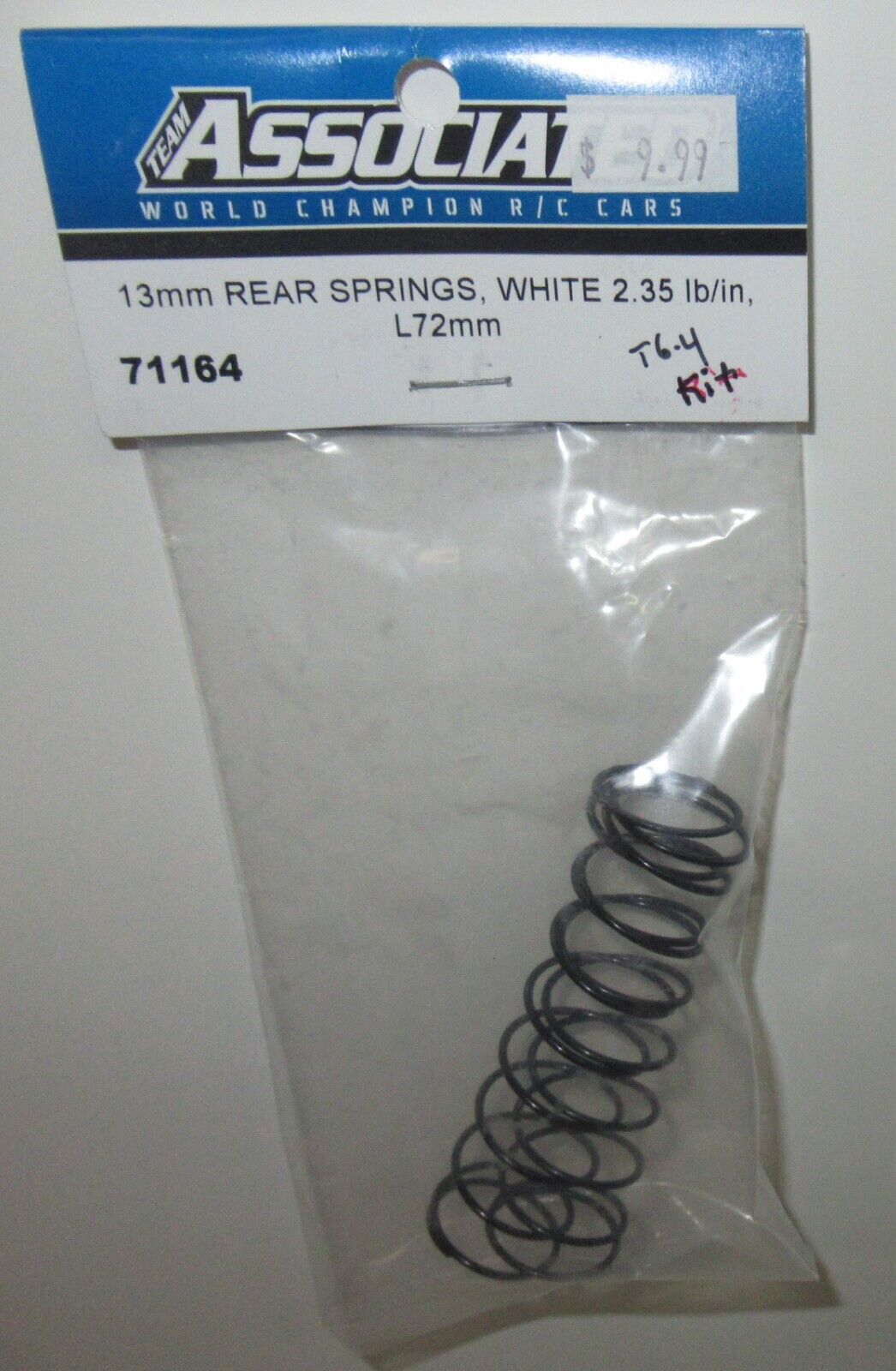 Team Associated 13mm Rear Shock Spring, White 2.35lb/in, L72m #71164 | eBay