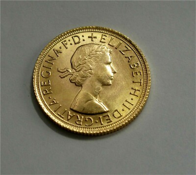 1958 Gold Sovereign coin Great Britain Elizabeth II UNC / MS+++ KM#908 ...