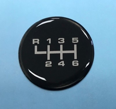 Gear Knob Shift Pattern Sticker 6 Speed - 30mm CHROME & BLACK - GLOSS ...