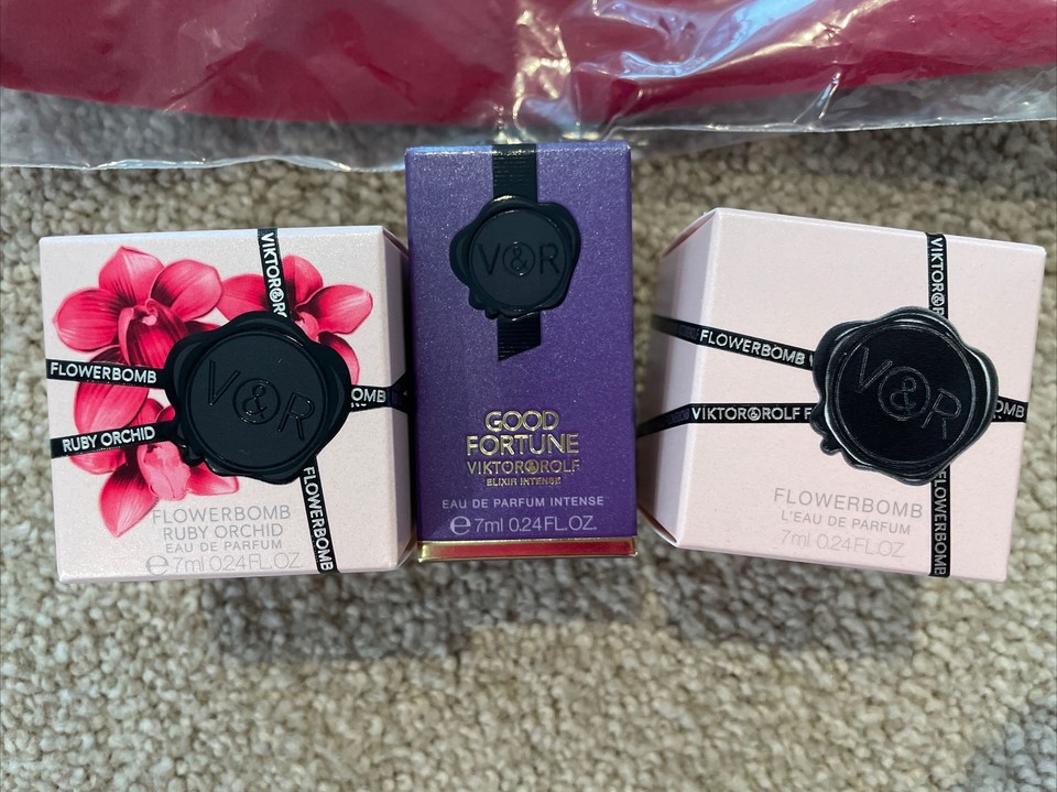 Viktor & Rolf Mini Flowerbomb/Ruby Orchid/Good Fortune Intense/Bag Gift ...