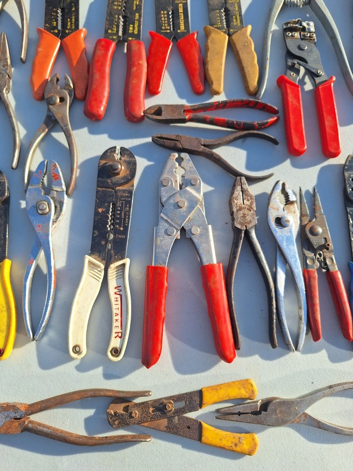 Mixed Lot 40+ Tools Pliers Snips Usa Linesman Electricians Cutters ...
