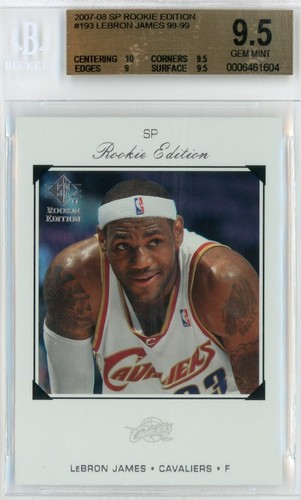 2007-08 SP ROOKIE EDITION #193 LEBRON JAMES ROOKIE 98-99 BGS GEM 9.5 ...