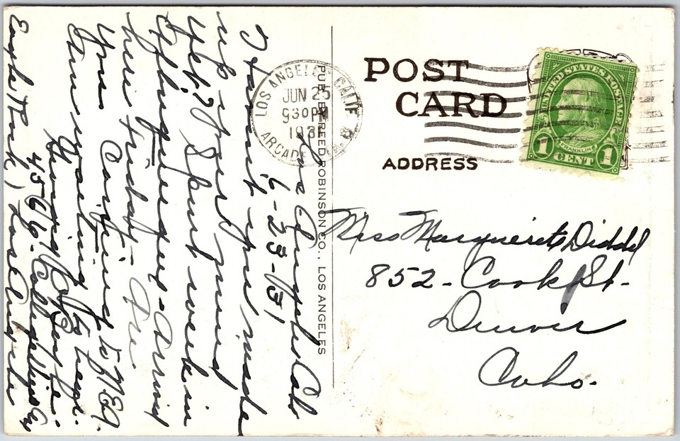 1931 Glendale CA-California, Church of The Flowers, Trees & Roadway ...
