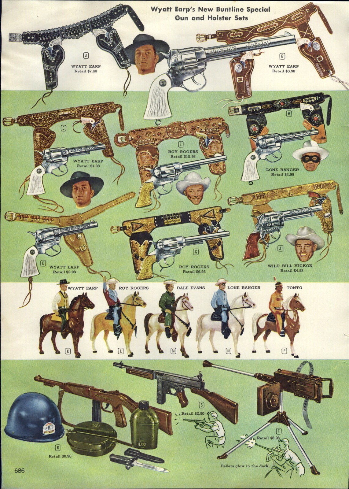 1957 PAPER AD COLOR 3 PG Wyatt Earp Gun Holster Roy Rogers Tommy Burp ...