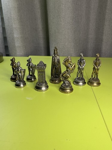 8-RARE Vintage Italian Chess Pieces Unique Renaissance Gold Silver ...