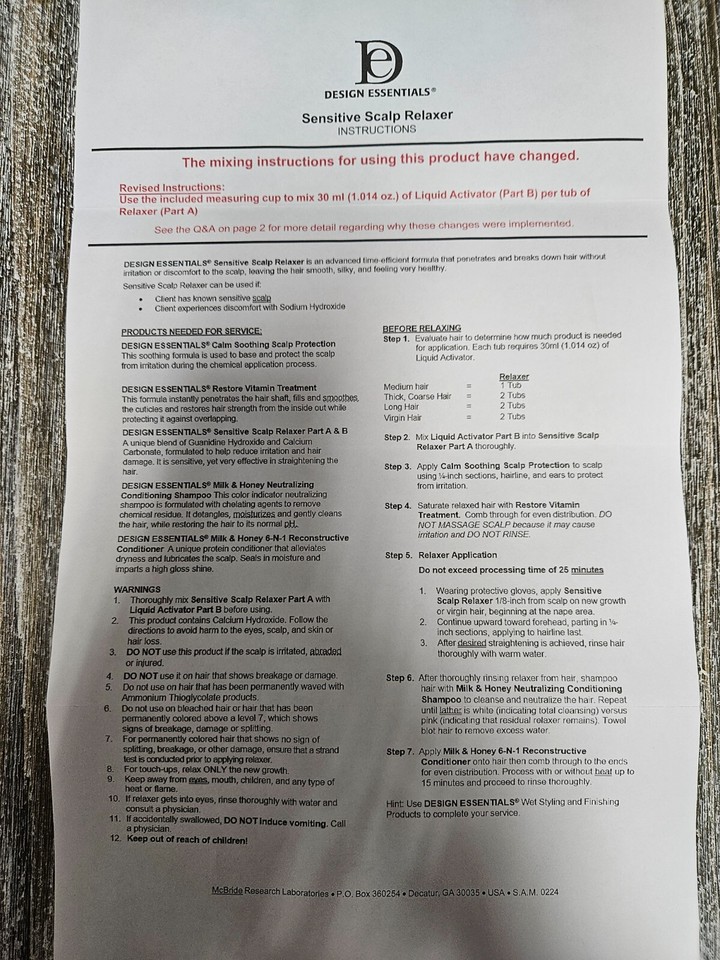 Design Essentials Sensitive Scalp Relaxer System ( New Mixing ...