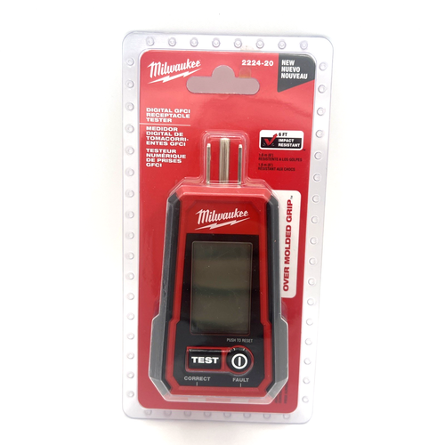 MILWAUKEE 2224-20 DIGITAL GFCI RECEPTACLE TESTER WITH LCD DISPLAY - NEW ...