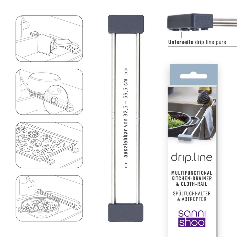 drip.line Pure Anthracite - Versatile and Adjustable Kitchen Rack Drip ...