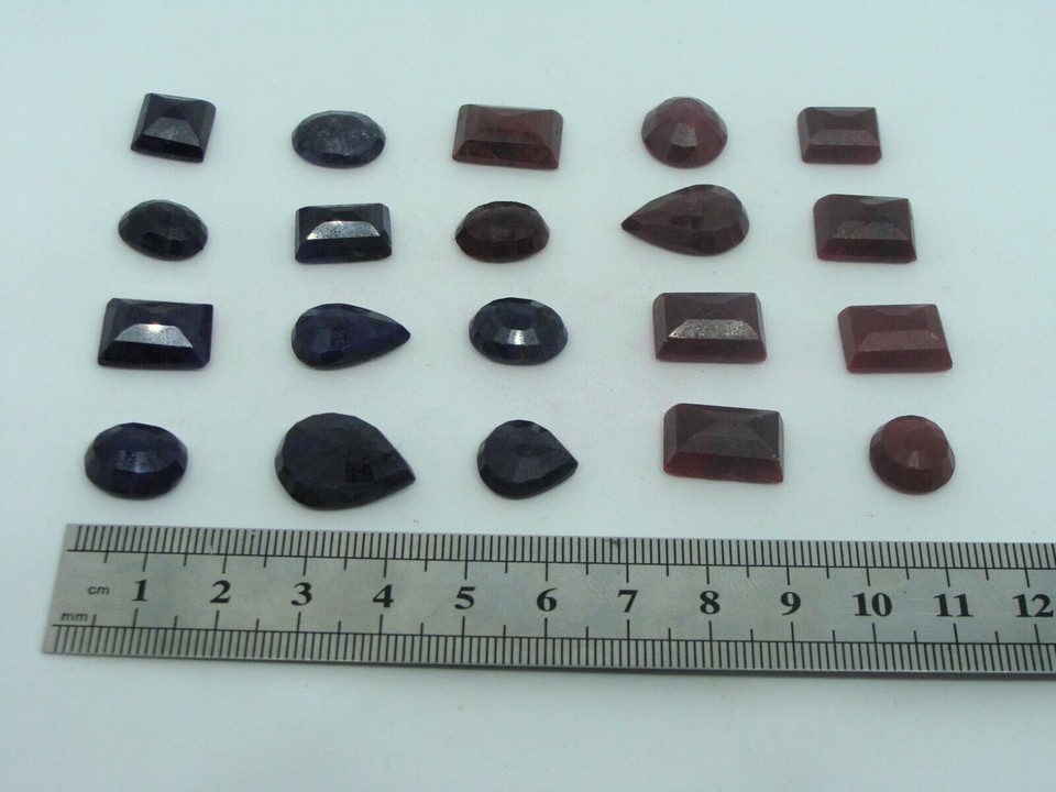 220Carats 20 Pieces Mix Ruby Sapphire Color Enhanced Gemstones Pack Lot ...