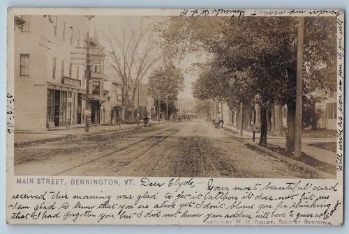 Bennington Vermont VT Postcard RPPC Photo Main Street Dirt Road 1906 ...