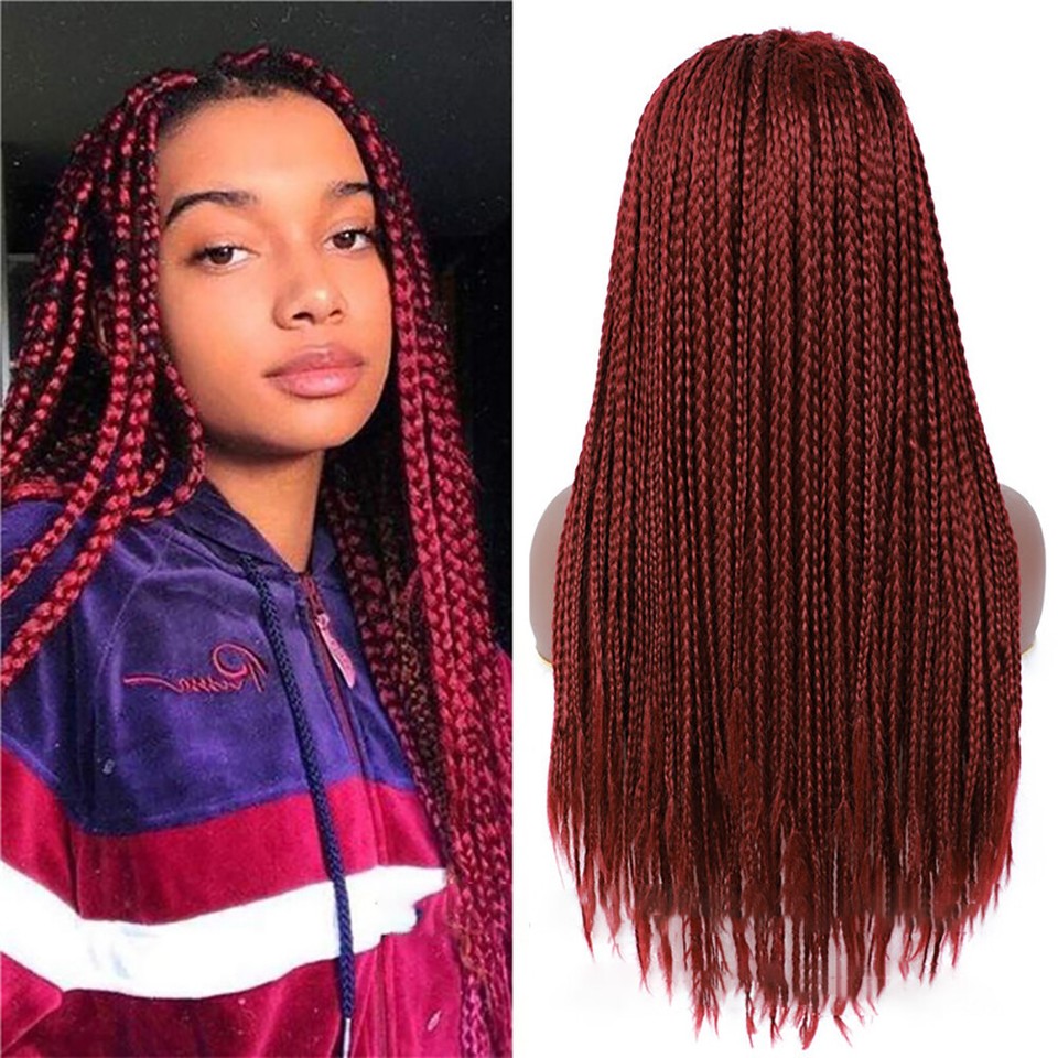 26" Thin Box Braids Wigs for Black Women Full Braids Wigs Party Wigs ...
