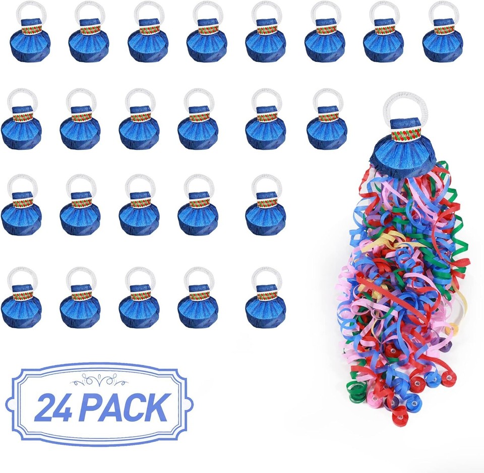 No Mess Streamers Poppers,24Pack Colorful 24Pack, Blue Multicolor | eBay