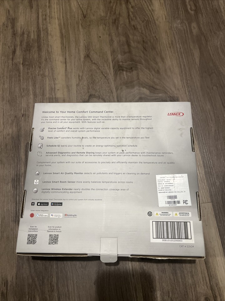 Lennox 22V24 iComfort S40 Ultra Smart Thermostat NEW Replaces Obsolete ...