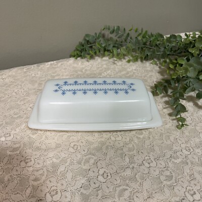 Vintage Pyrex Garland Snowflake Pattern Covered 6 3/4" Butter Dish | eBay