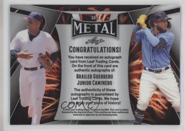 2023 Leaf Metal Blue Prismatic 4/9 Brailer Guerrero Junior Caminero ...