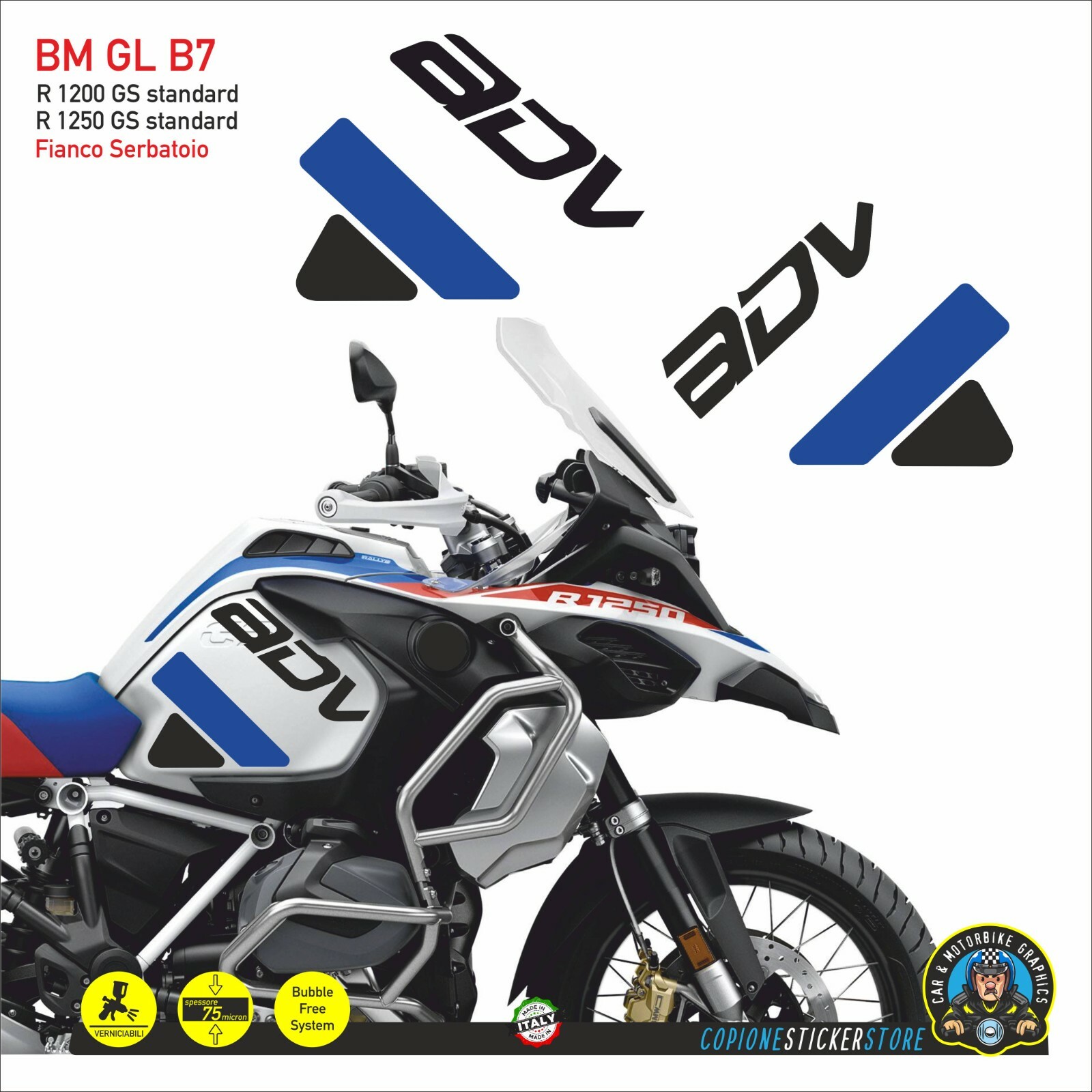 2 Stickers Tank Motorcycle BMW R 1200 1250 GS Adventure LC Adv & Bands ...