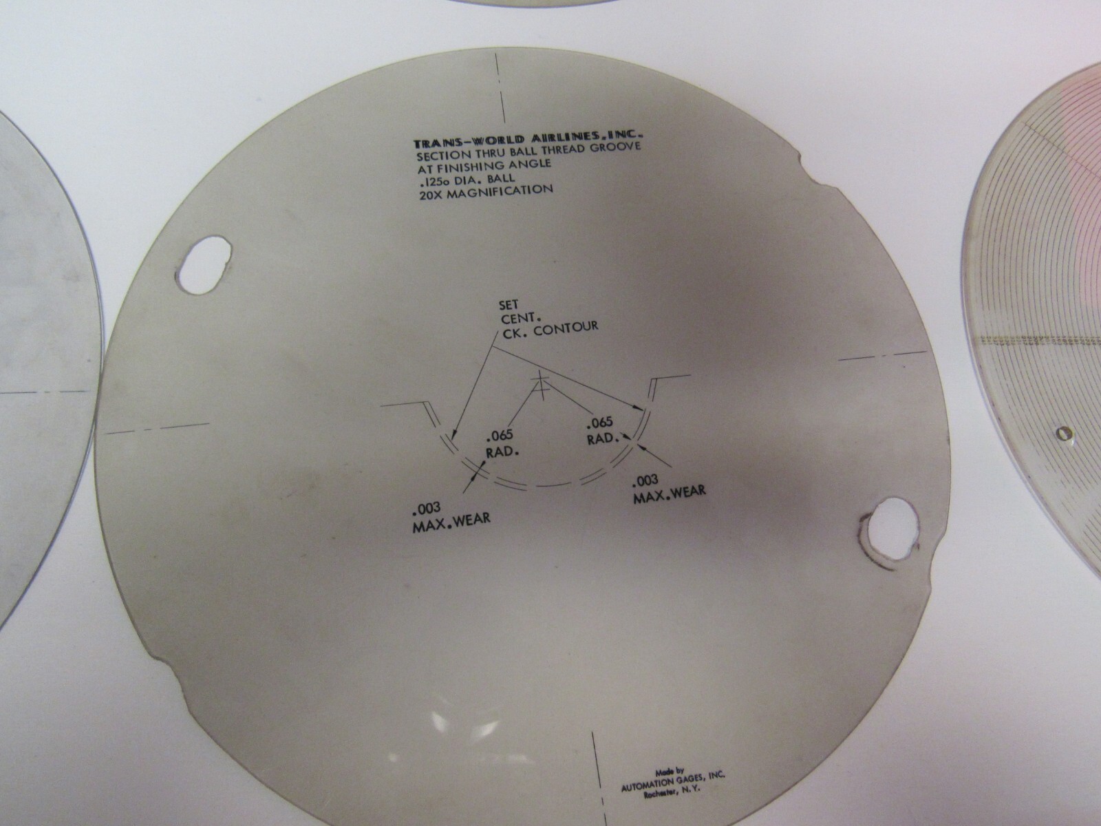 Optical Comparator Thread Chart