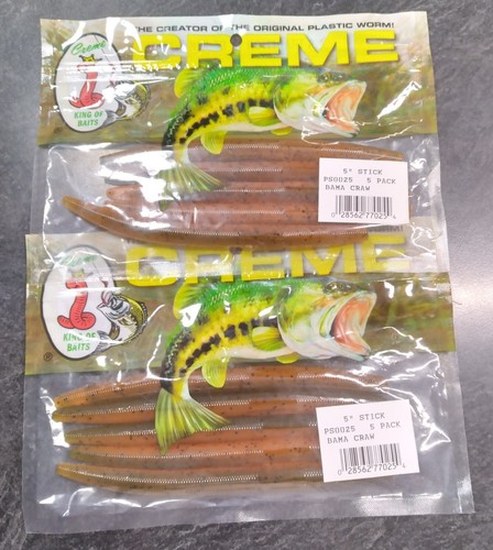 2 packs Bama Craw 5ct CREME Stick Bait (Senko Style) 10ct Walleye | eBay
