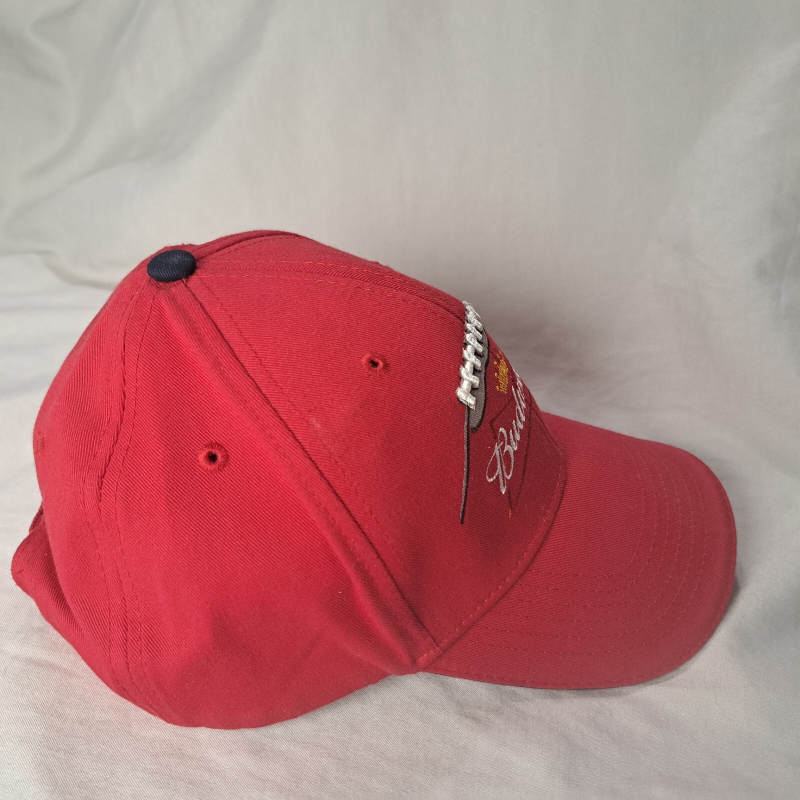 Budweiser Football Adjustable Cap Hat Embroidered Red - Gem