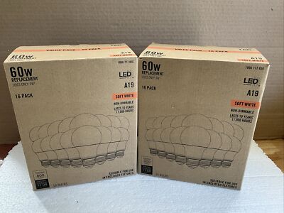 2pk (32ea) LED Technology Non-Dimmable Light Bulb A19 60W 1008 777 856 ...