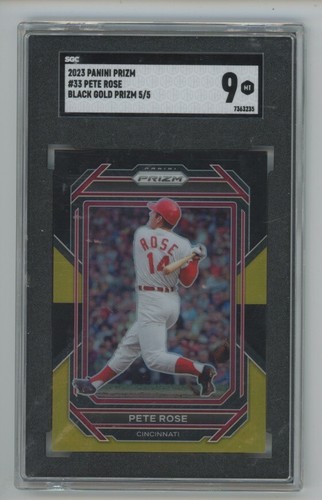 2023 Panini Prizm #33 Pete Rose Black Gold Prizm /5 SGC 9 Reds Hit King ...