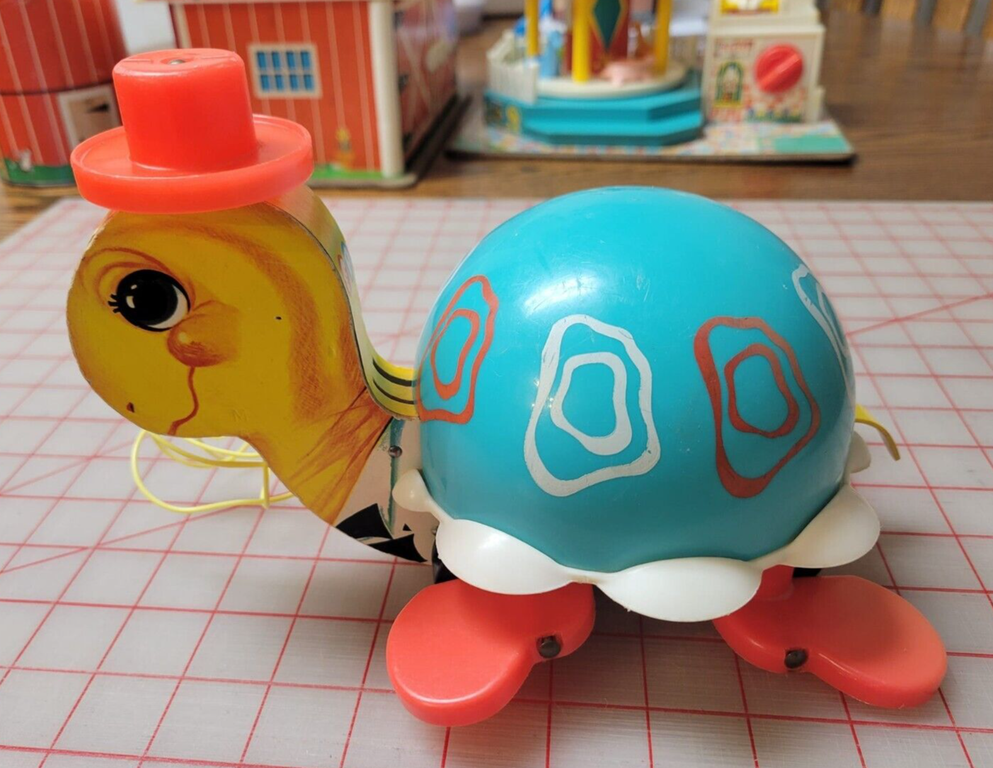 Vintage Fisher Price 1962 Tip Toe Turtle Pull Along Toy 773 Bell ...