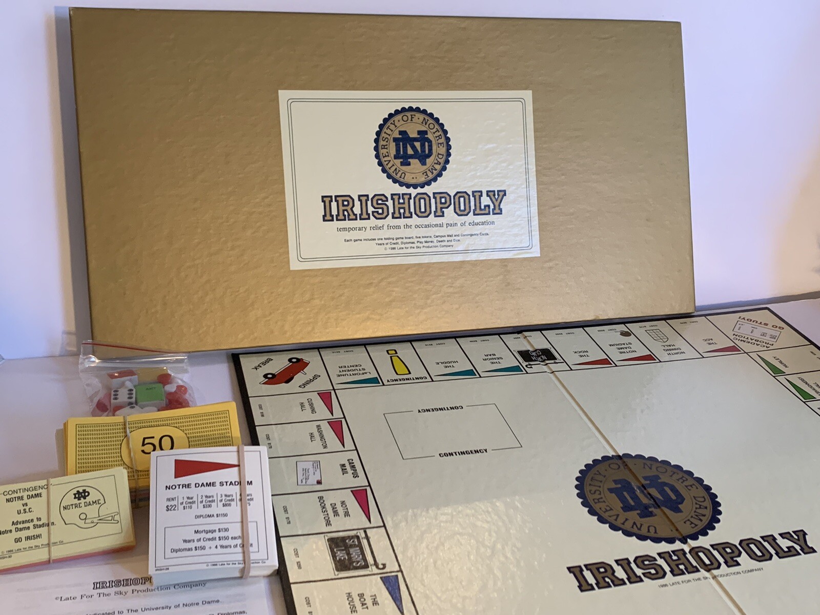 Notre Dame Irishopoly Board Game ND Fighting Irish Monopoly - Vintage ...