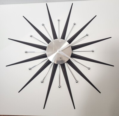 19 Inch Silver Atomic Starburst Wall Clock ~ CUPECOY Design ~ Battery ...