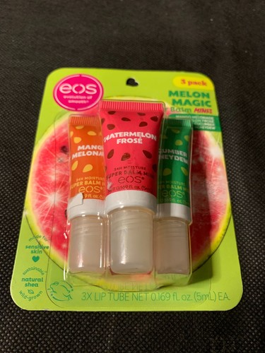 EOS Melon Magic Super Balm Minis 3 Pack Lip Balm Tubes w/ Natural Shea ...