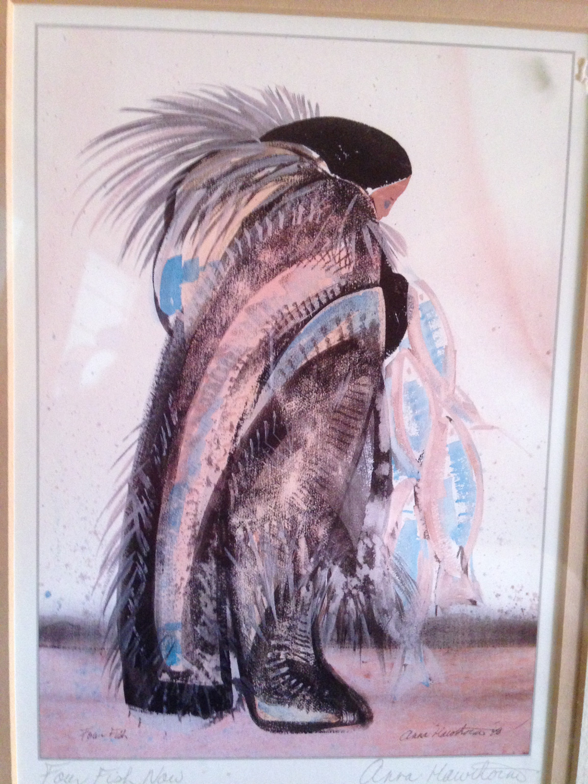 Native American Print by Anna Hawthorne "Four Fish Now" Signed, Matted ...
