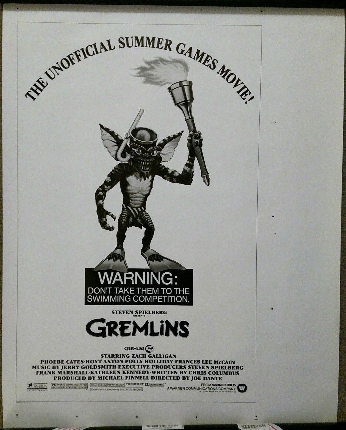 Movie Poster Gremlins 1984 Printers Proof 35.5"x46" Near Mint Olympic ...
