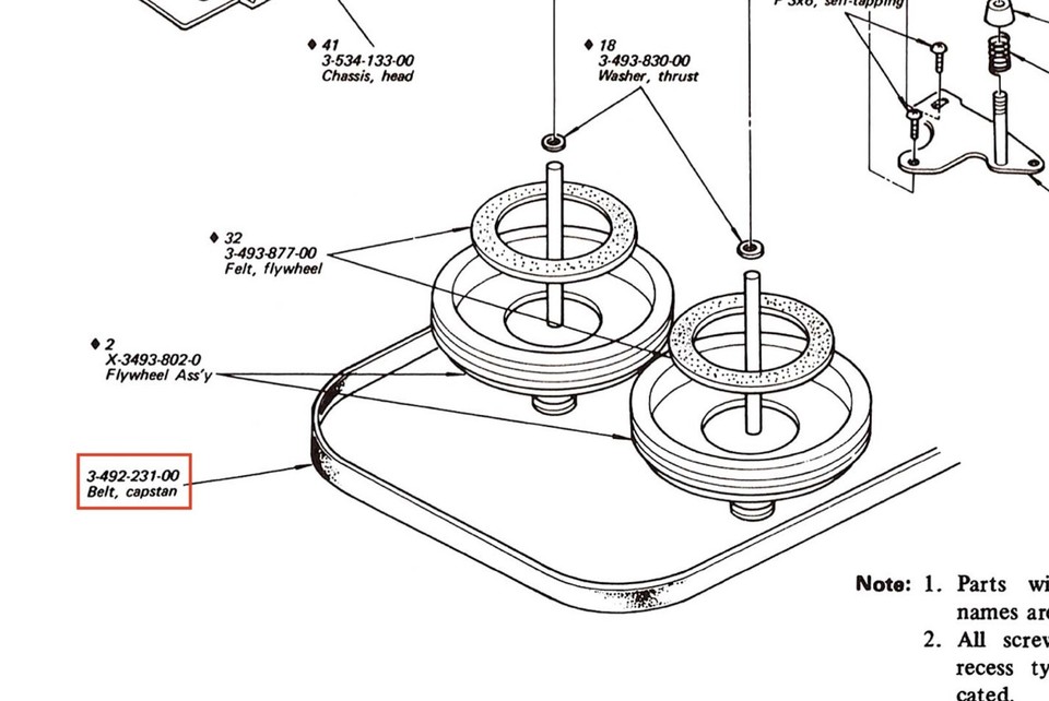 SONY TC-755 TC-756 TC-758 TC-765 TC-766 Capstanriemen Motorriemen ...
