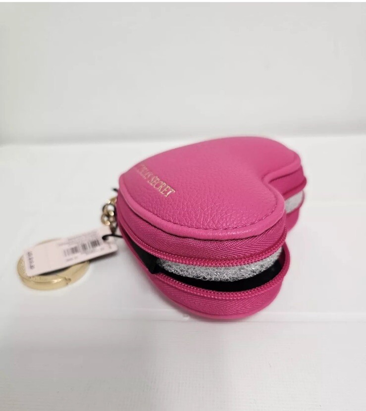 VICTORIA'S SECRET Pink Zipper Heart Pouch Key Chain Coin Purse Charm ...