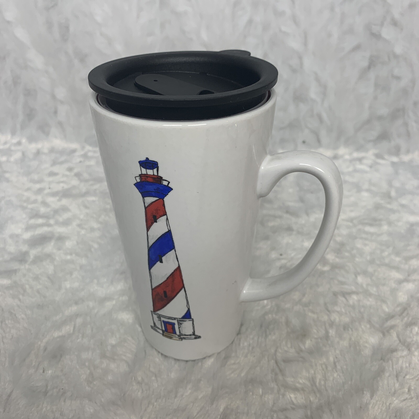 Tara Reed Blue Harbor Collection 6" Travel Mug Cup Red White Blue ...