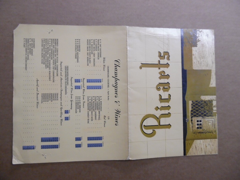 c.1960 Ricarts Restaurant Menu Long Beach California Vintage Original ...