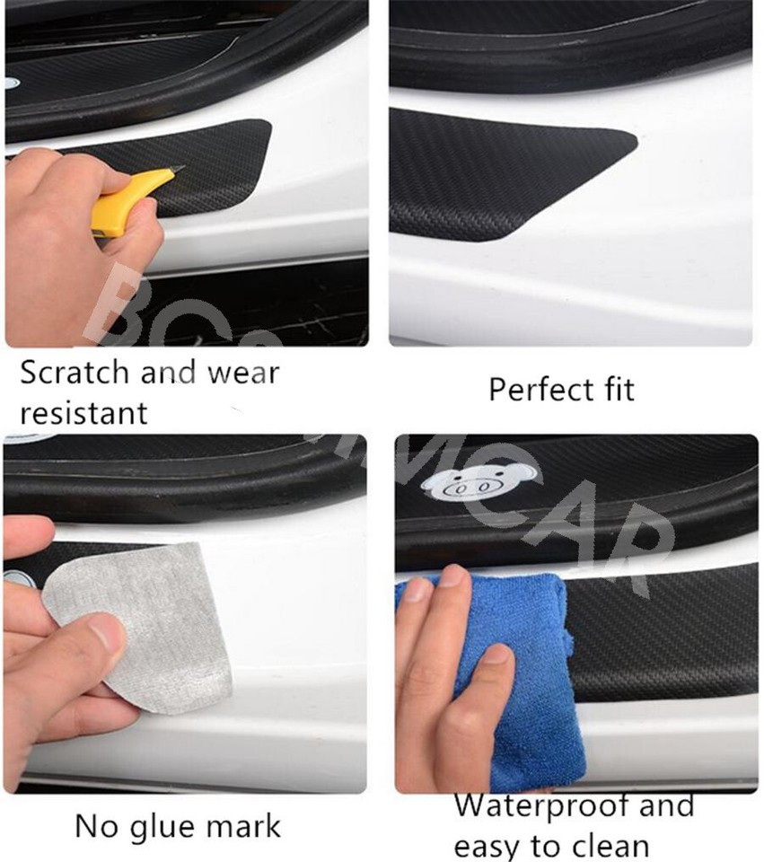 Car Front Rear Door Scuff Sill Cover Panel Stickers Scratch Resistant ...