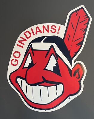 31” x 22” Vtg Waterproof Cleveland Indians Corrugated Chief Wahoo Yard ...