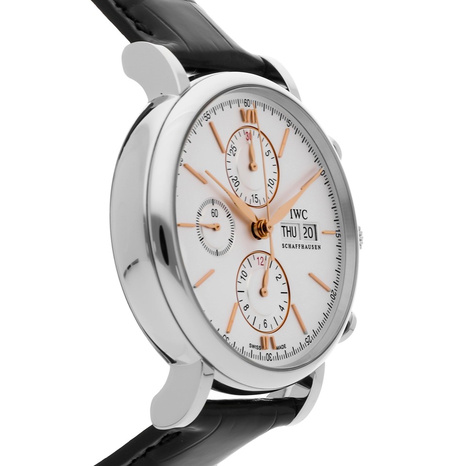 IWC Portofino Chronograph Steel Auto 42mm Silver Dial Watch Strap ...