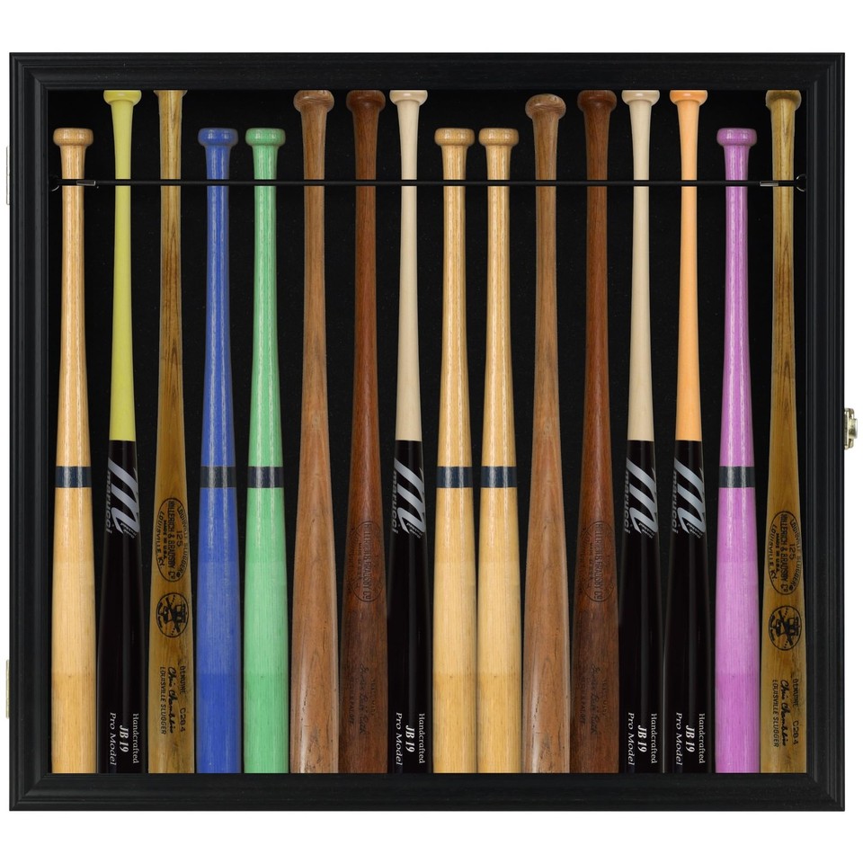 16 Baseball Mini Bat Display Case Cabinet Holder Rack UV Protected Mini ...