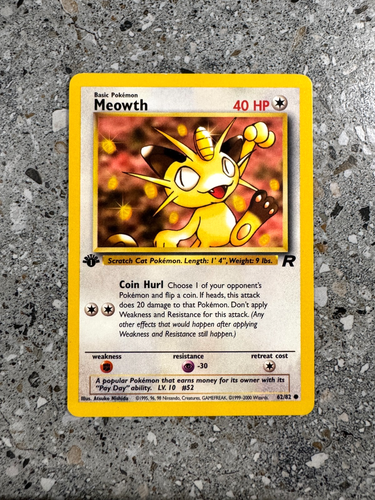 Pokemon TCG Cards 1st Edition Meowth 62/82 Team Rocket EXC | eBay Australia