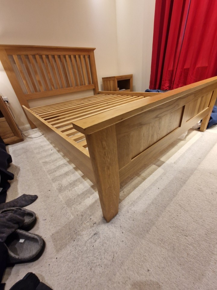 Double Bed Frame Solid Oak (No Mattress) Used | eBay UK
