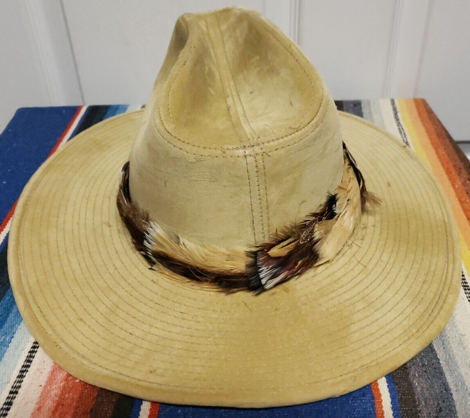 Vintage Boot Hill Cowboy Hat Western Beige Medium 7 7 1/8 Distressed ...