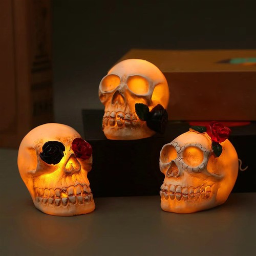 Halloween Skull Skeleton Lamp Horror 3D Statue Table Light Home ...