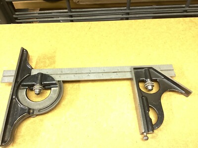 STARRETT 12” SCALE WITH SQUARE HEAD AND PROTRACTOR HEAD | eBay