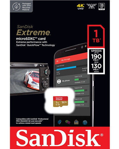 SanDisk Extreme A2 190MB/s 1TB 1T micro SD micro SDXC Memory Flash Card ...