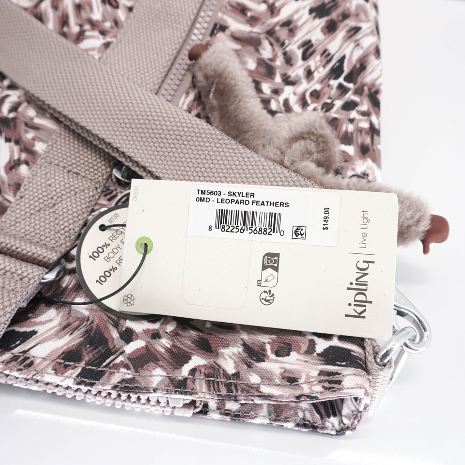 Kipling Skyler Large Shoulder Bag Tote TM5603 Polyester Leopard ...