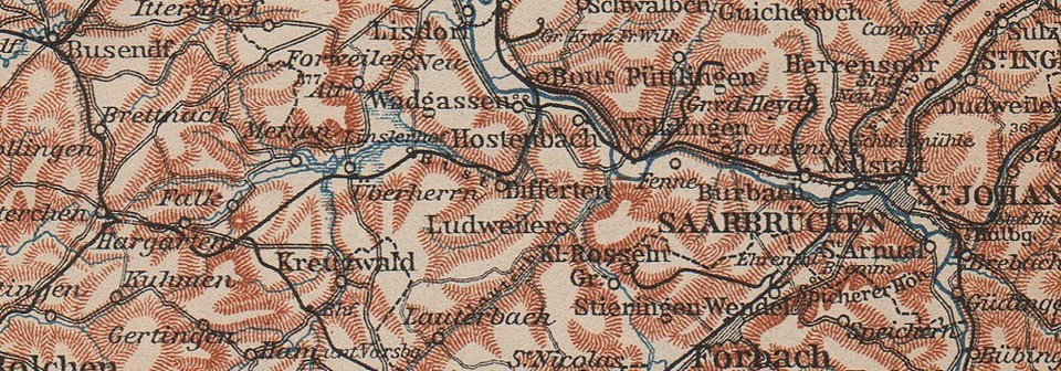 SAAR SARRE RIVER VALLEY. Trier Saarbruckem Saarlouis Saarburg karte ...