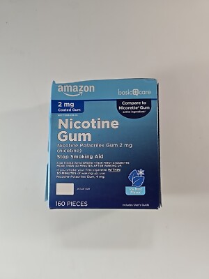 Amazon Basic Care Nicotine Gum 2mg, Stop Smoking Aid ICE MINT 160 Count ...